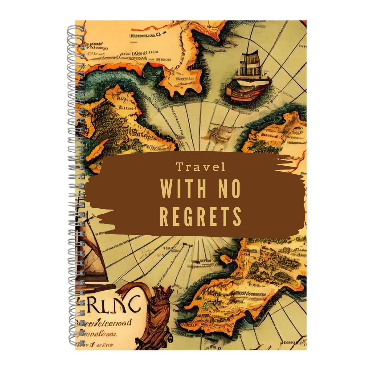 No Regrets A4 Notebook Spiral and Lined Travel Graphic Notepad Present ...