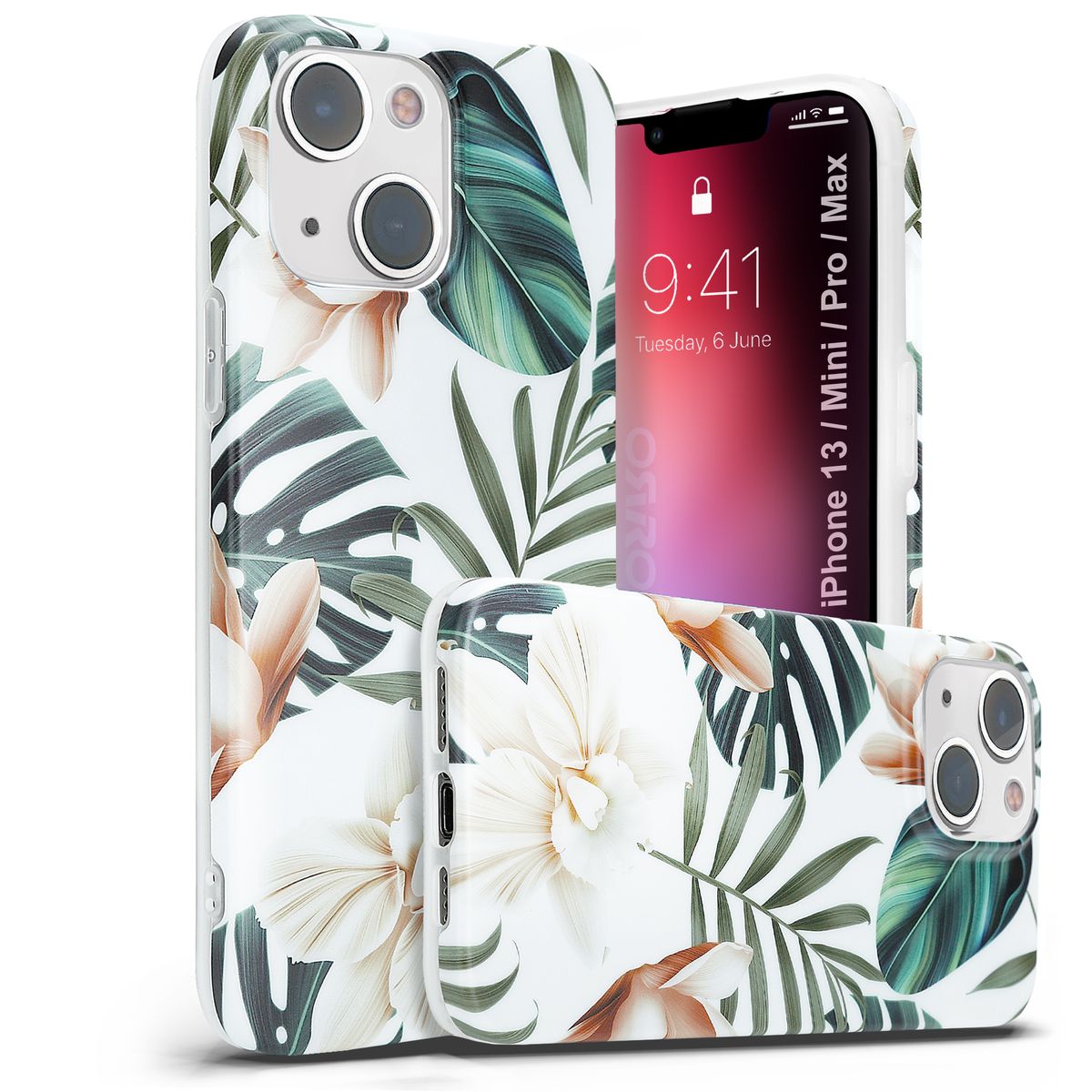 ORRO iPhone 13 Series 13/mini/Pro/Pro Max Green Leaves Girly Fashion ...