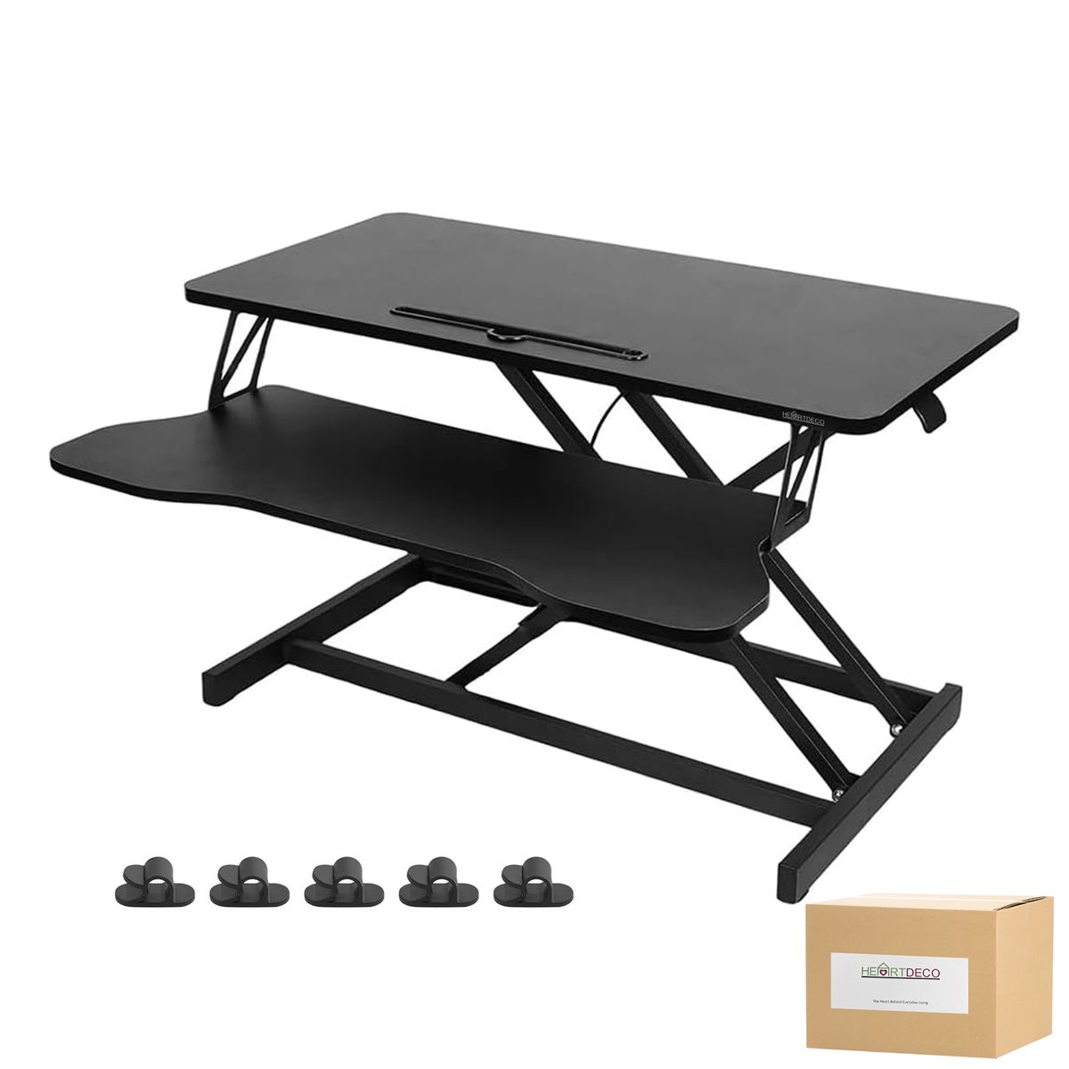 Heartdeco Adjustable Standing Desk Converter with 5 Cable Clips | Shop ...