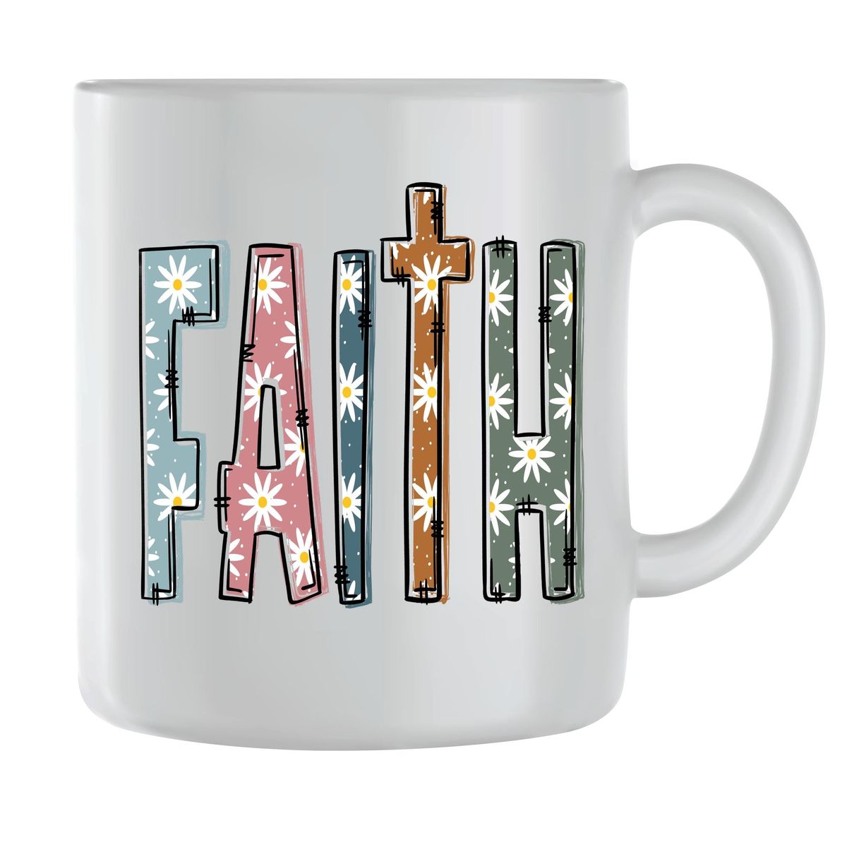 Faith Coffee Mugs for Men Women Christian Easter Graphic Words Present ...