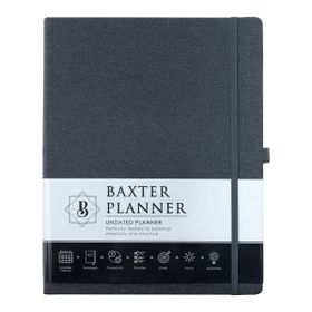 Baxter A4 Undated Planner, Black - Durable Synthetic Fibre Flexcover ...