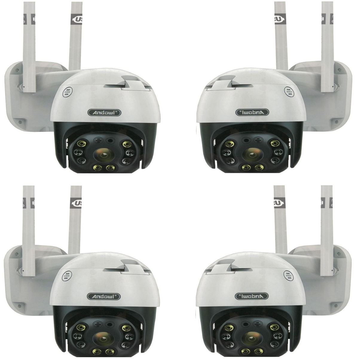 4 X Andowl Q-S4 Full HD 8K Wireless Smart Waterproof WIFI CCTV Camera ...
