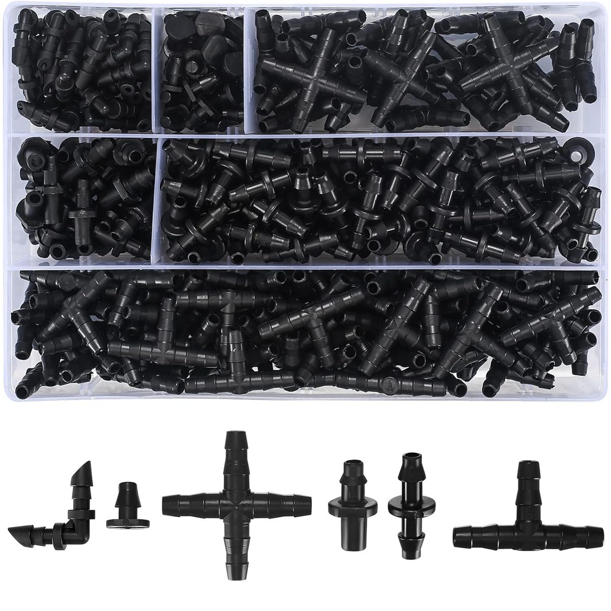 300 Piece Irrigation Fittings Kit, Drip Irrigation Barbed Connectors ...