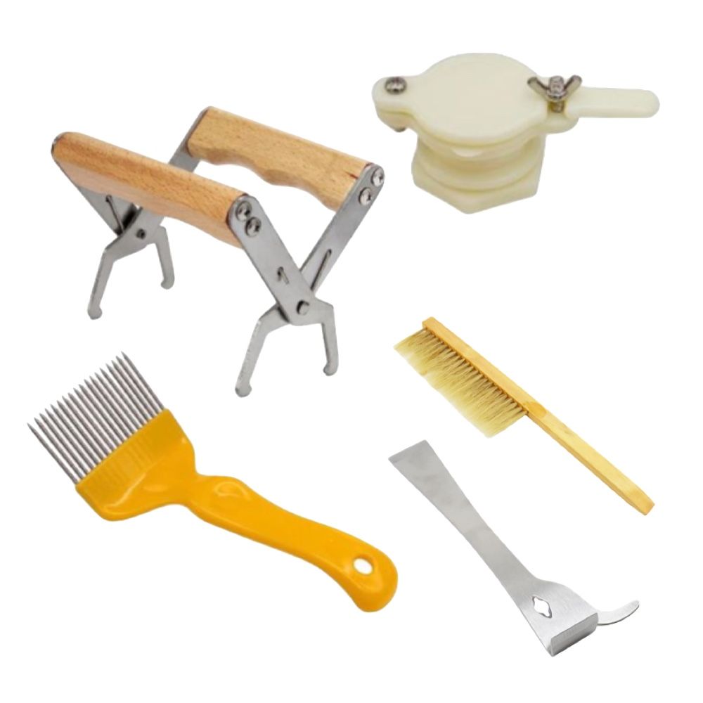 Garden Beekeeping Tools - Frame Grip, Brush & Honey Gate Valve - 5 Pack ...