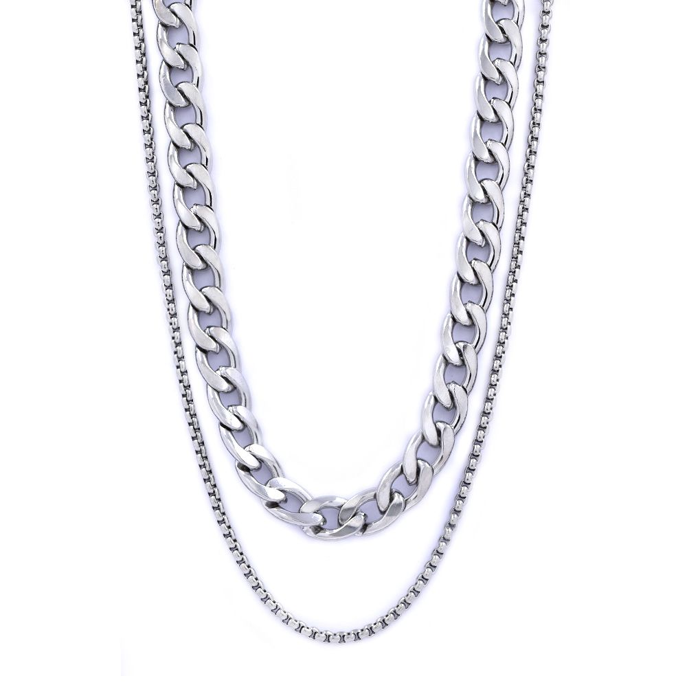 Xcalibur 2 Piece 55cm Curb and 60cm Rolo Chain Set- Stainless Steel ...