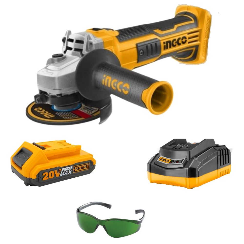 Ingco - Lithium Ion Angle Grinder 20V & 2.0Ah Battery + Charger ...