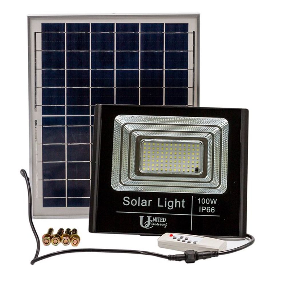 United - 100W LED Floodlight With Solar panel | Shop Today. Get it ...