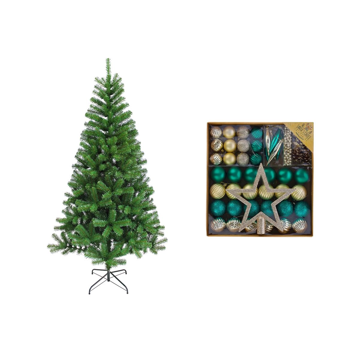 2.1 m Randolph Christmas Tree with Green & Gold Decorations | Shop ...