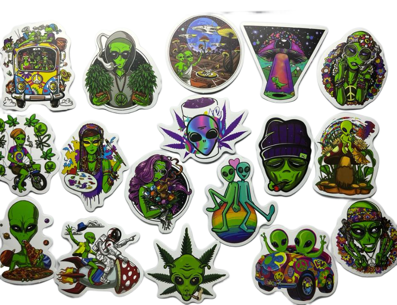 Weed Alien Design x 50 Pieces Character Vinyl Waterproof Stickers ...