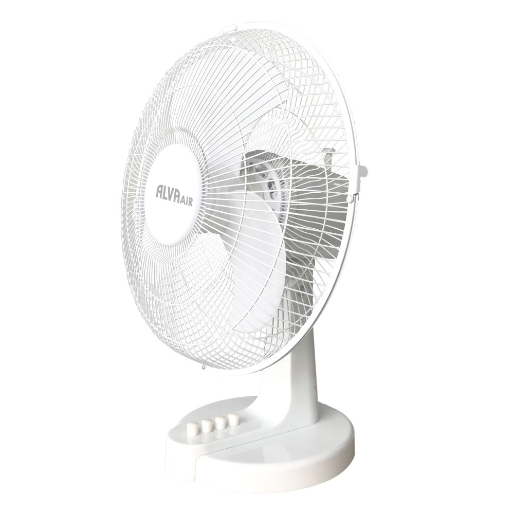 ALVA AIR 30cm Plastic Desk Fan | White | 3 Speed, Oscillating, 35W ...