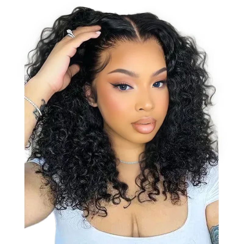 Peruvian Hair Deep Wave Curly Full Lace Frontal Wig 16inch ...