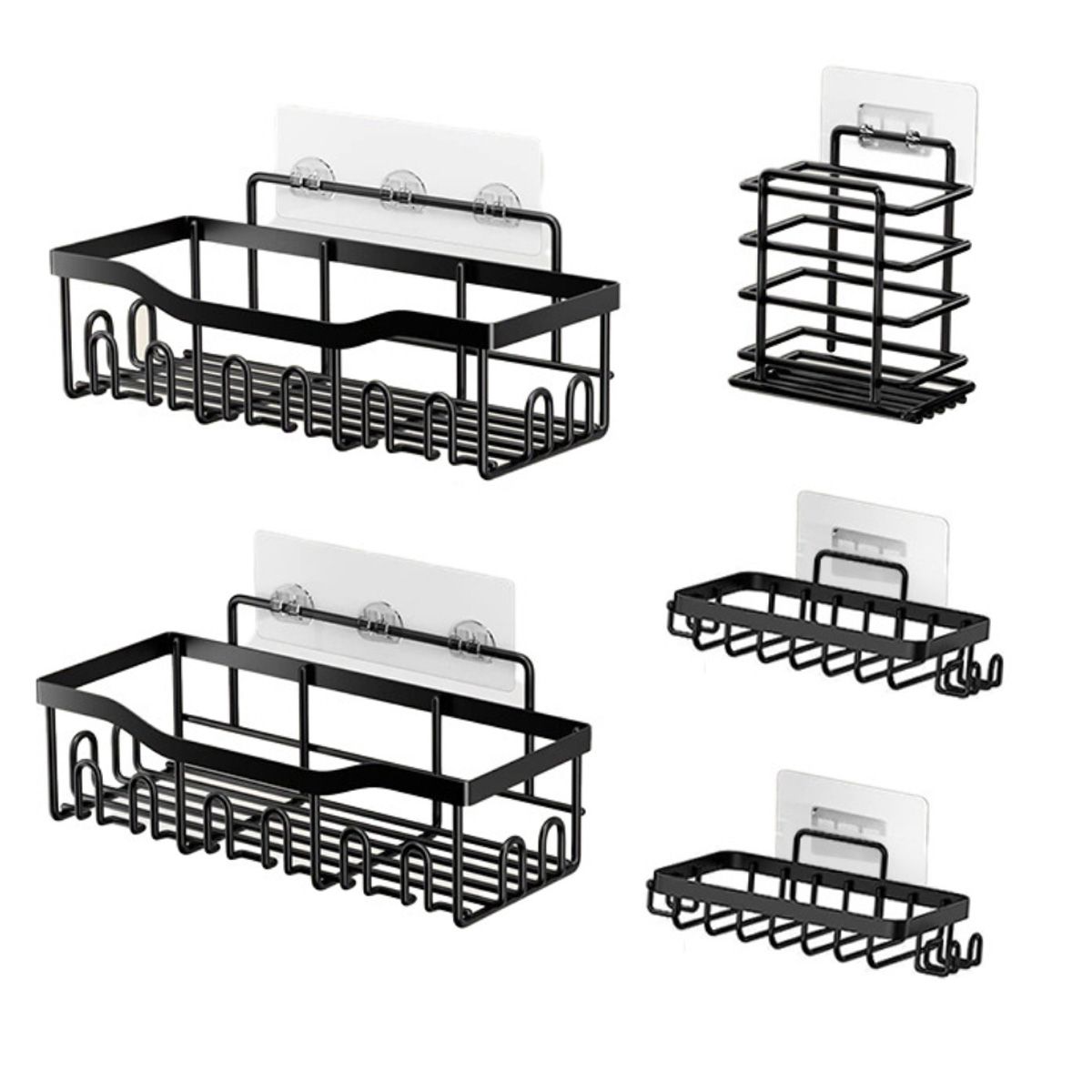 Shower Basin with Hooks, Bathroom Organizer Rack Set of 5 | Shop Today ...