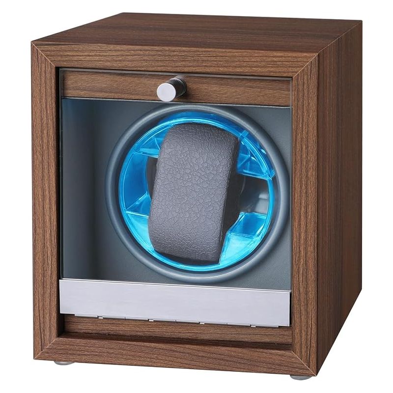 USB Powered Single Watch Winder with Glass Door-LED Backlit (Walnut ...