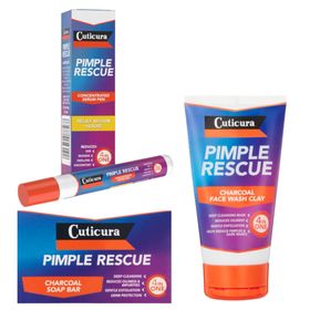 Cuticura Pimple Rescue Face Wash WIth Charcoal Soap Bar And Serum Pen ...