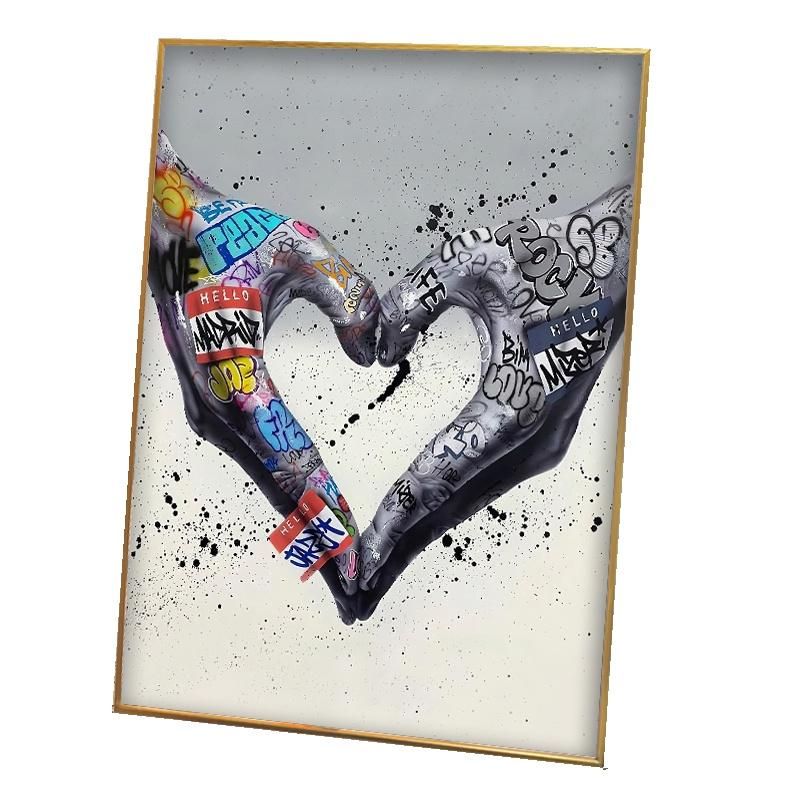 Canvas Art: Modern Art - Hand Heart Gesture (40 x 60cm Frame Included ...