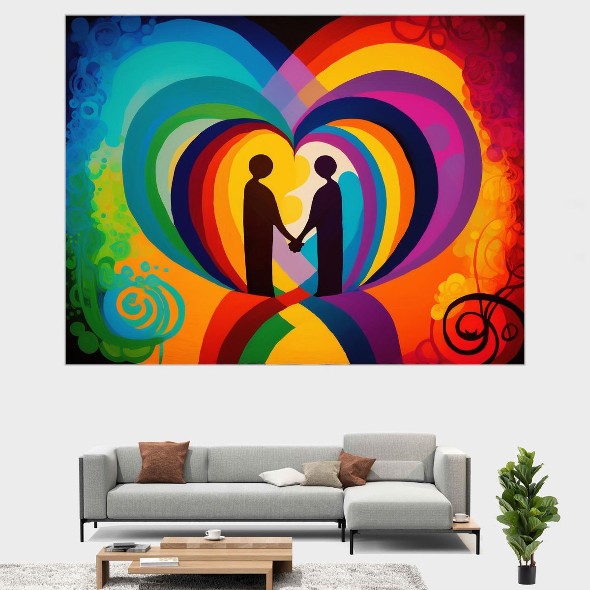 Canvas Wall Art - Premium - Love Is Love A Painting Of Two Figures ...