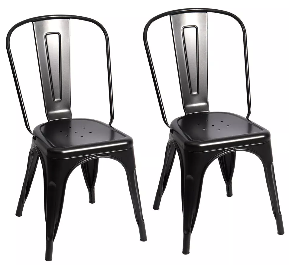 Metal stackable chair outdoor/indoor use- Black 2 pack | Shop Today ...
