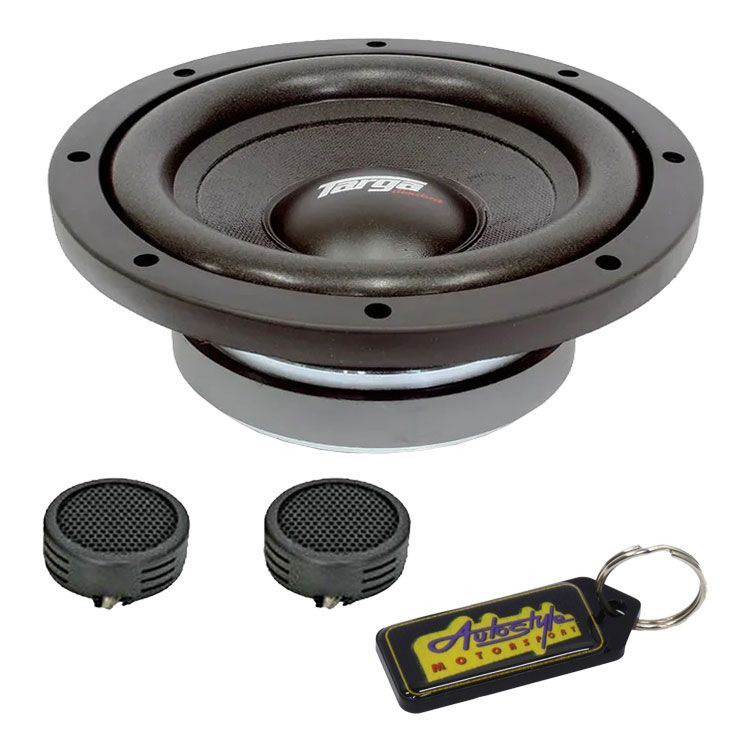 Targa TG-F80D 8" 3000Watt Flat Subwoofer & Evo Tweeters & Gel Key ...