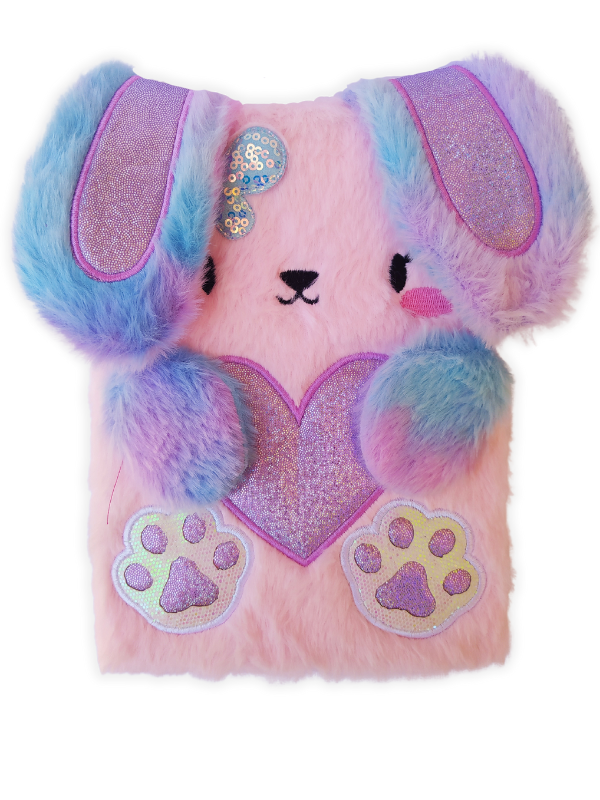 Fluffy Puppy Dog Diary Notebook - A5 - Pink & Purple - Super Soft ...