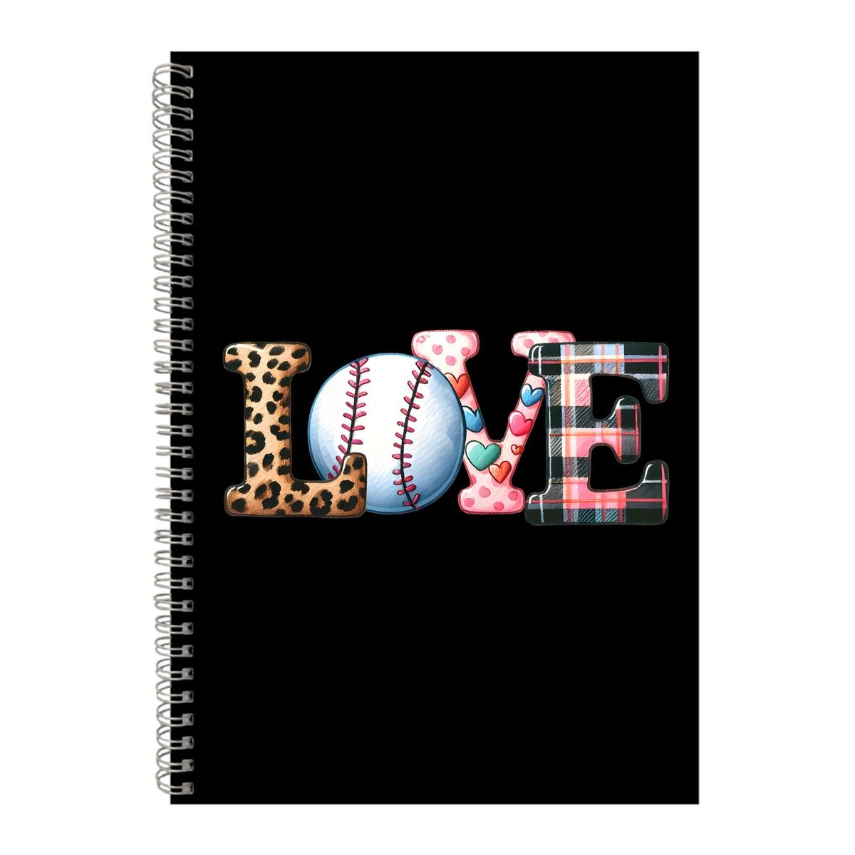 Love A4 Notebook Spiral and Lined Baseball Graphic Softball Notepad ...