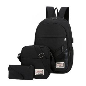 3 Pieces Backpack Back To School Shoulder Bag Bookbags -Black | Shop ...