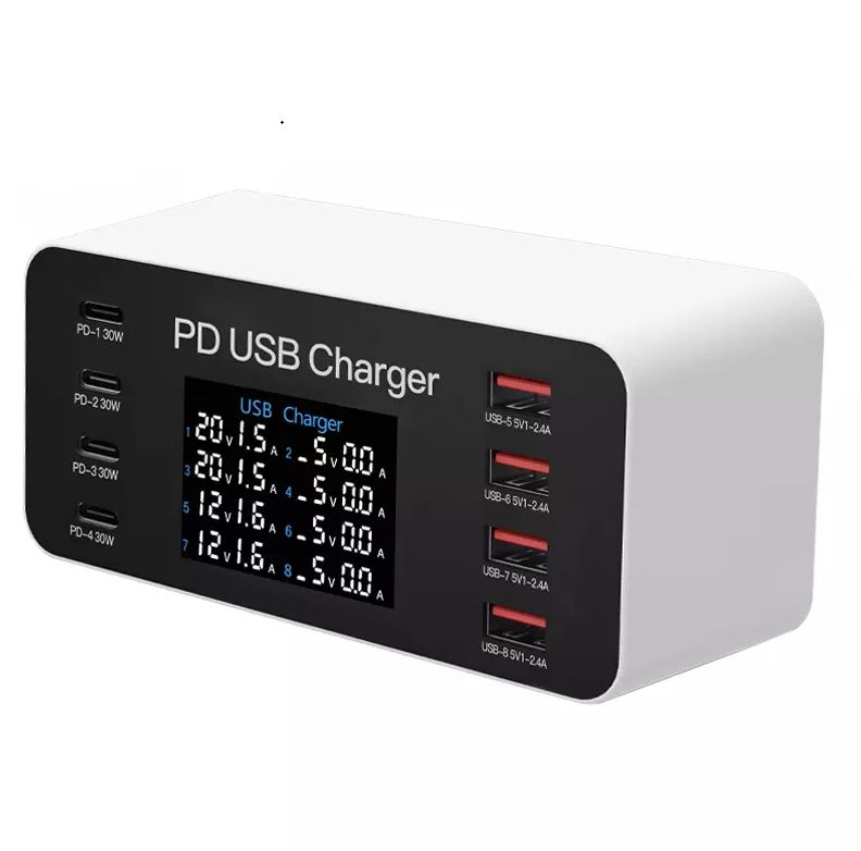 LCD Display Device High Quality Smart 8 Port 65W Fast charge PD/USB WLX ...