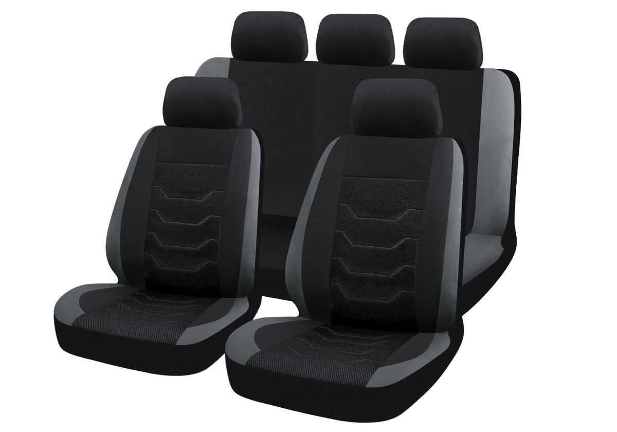 ACA Auto - Black & Grey Mesh Seat Cover Set - 11 Piece | Shop Today ...