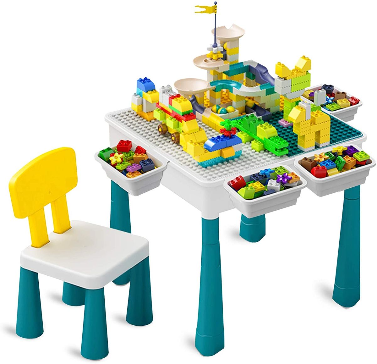 Syntronics- 7-in-1 Multi-Play Table Set for Toddlers with Building ...