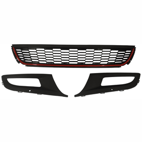 VW Polo Mk6 GTi Style Lower Middle Grill Set Matt Black & Red | Shop ...