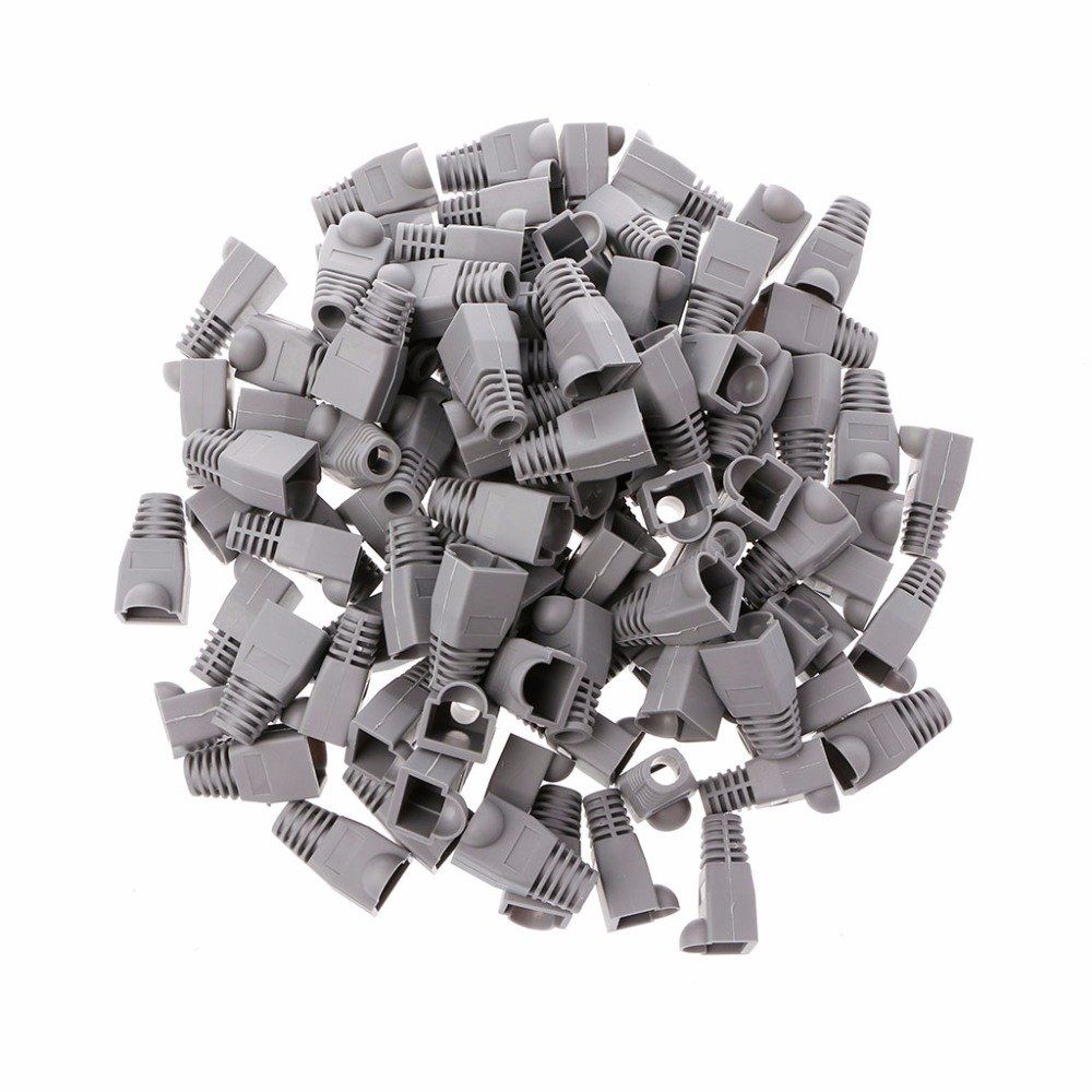 RJ45 Connectors Network Cable Cover - 100 Pack of Cable Boots Grey ...