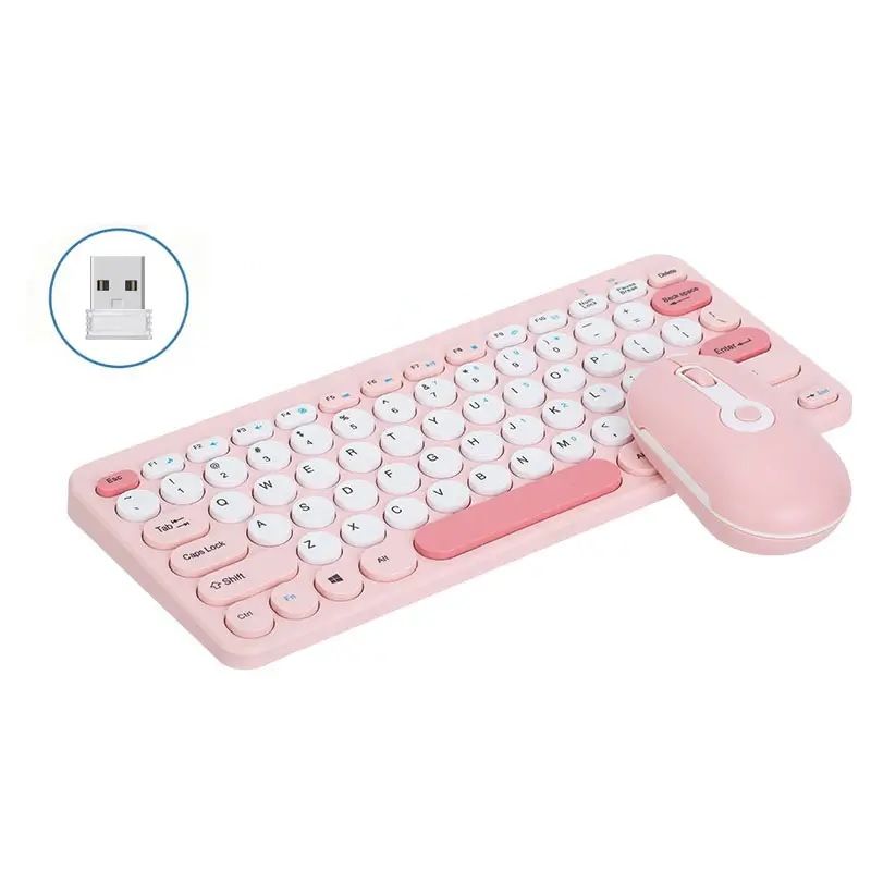 DW 2.4G Wireless Mini Keyboard And Mouse Combo Set 78 Keys Pink - HK-09 ...