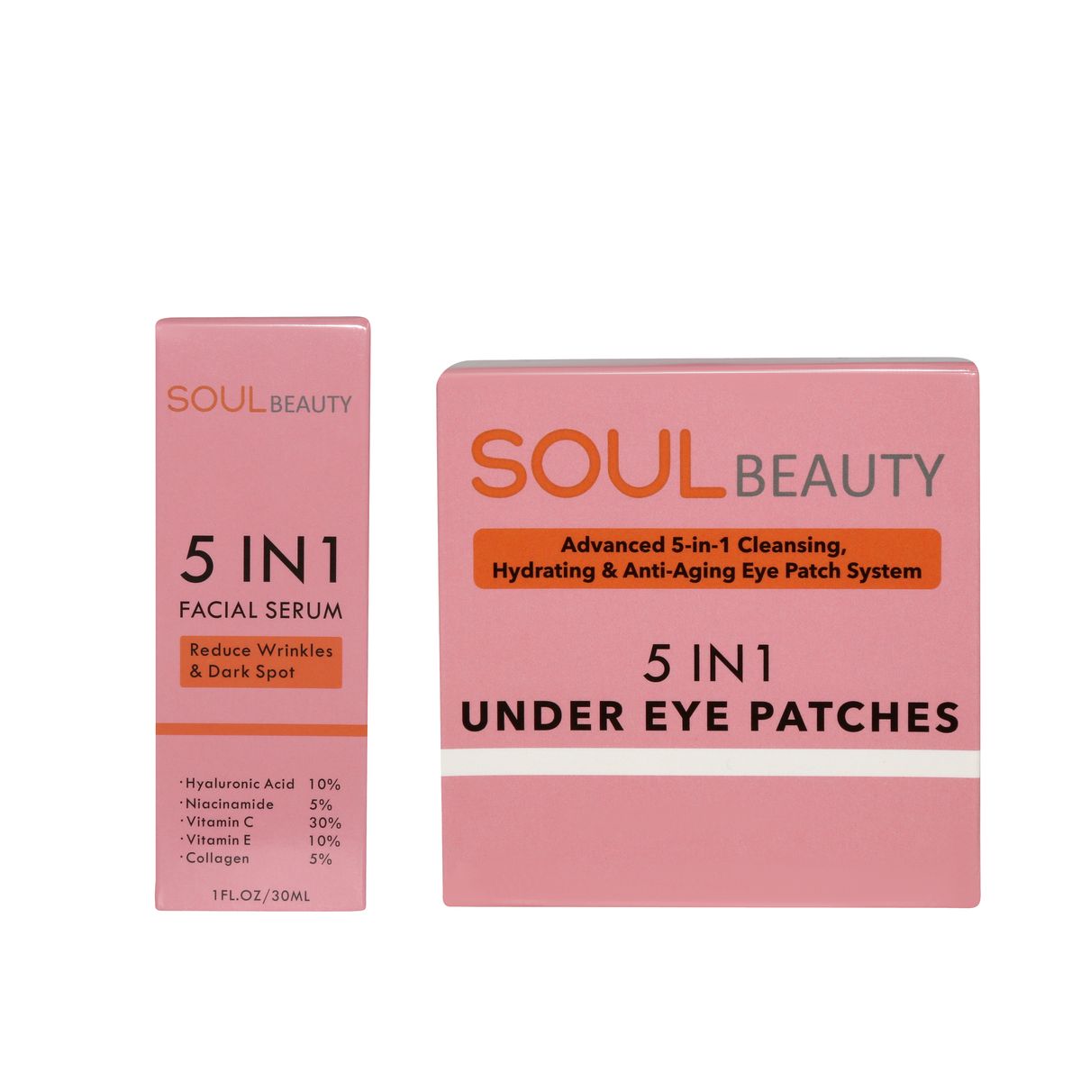 5-in-1 High Purity Face Serum 30ml & Anti-aging Eye Patches - Brighten ...
