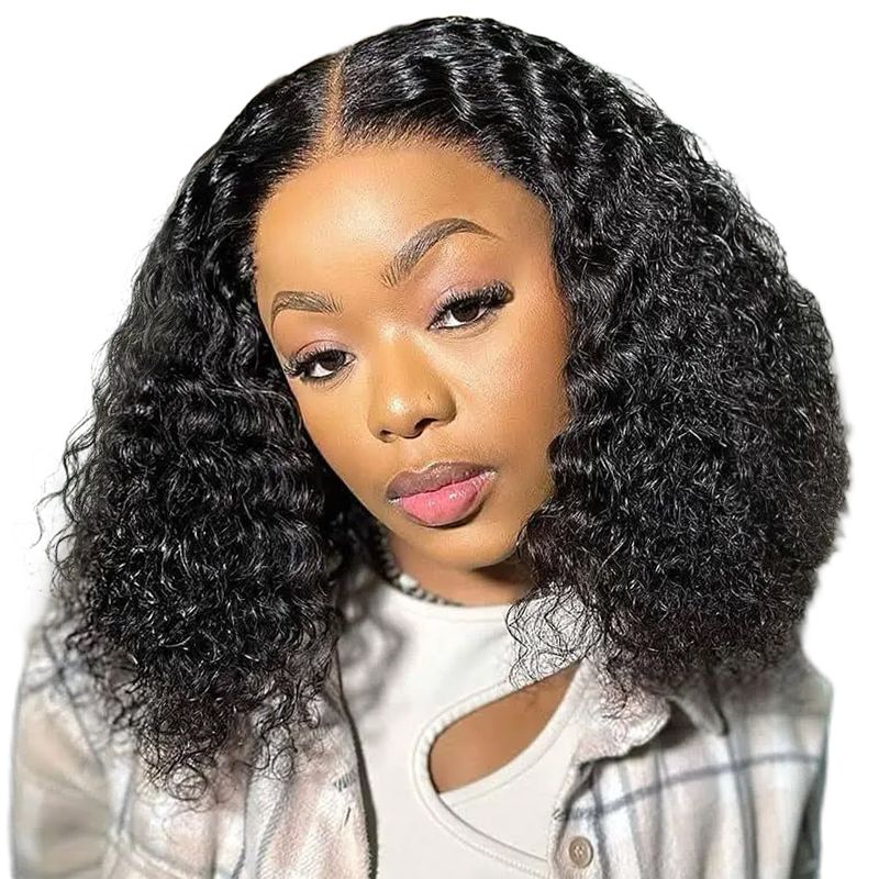 12Inch Curly Bob Wigs Lace frontal Curly Wave Glueless Wig Golden ...