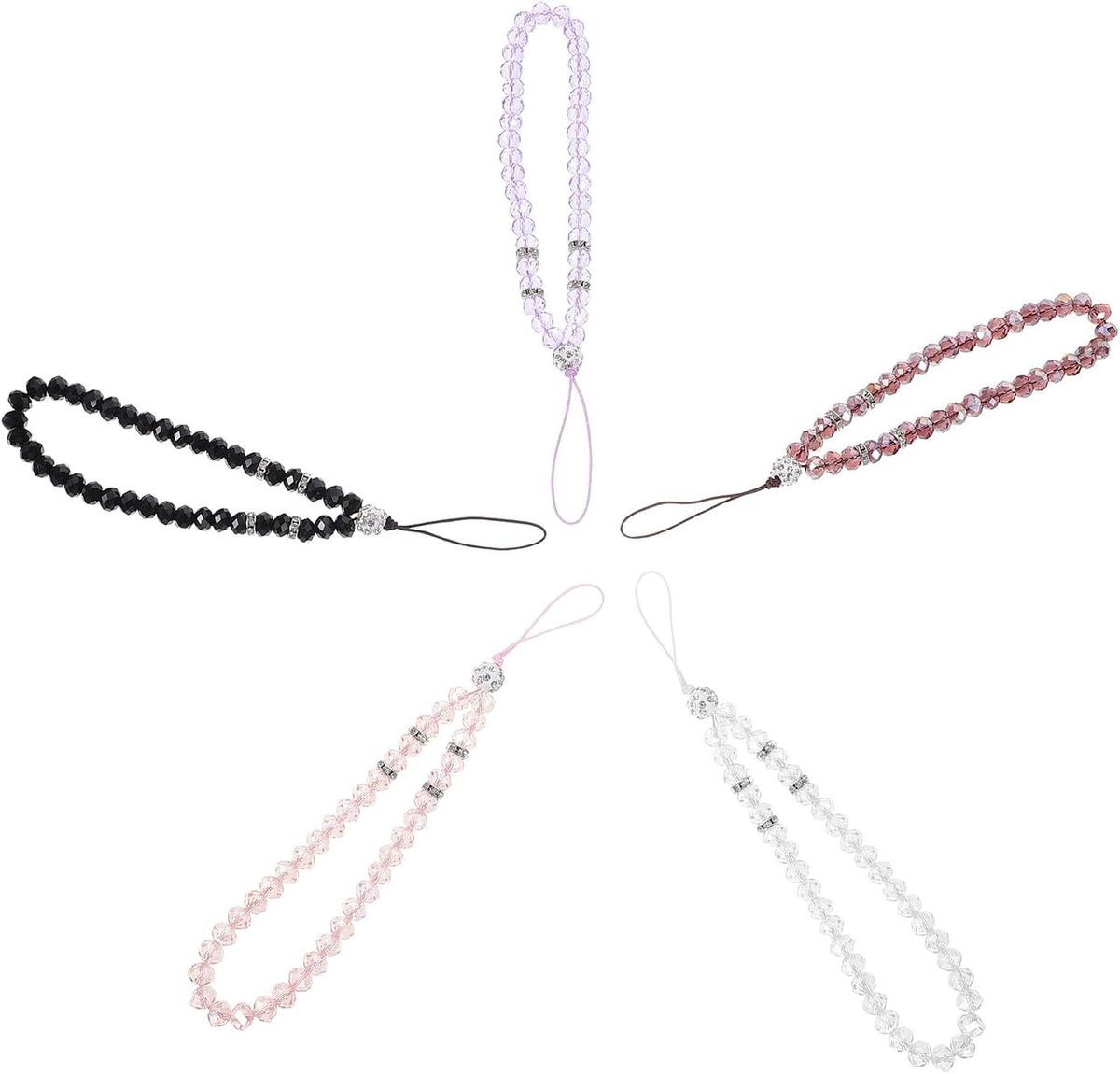 5Pcs Beaded Crystal Phone Chain Charms for Women, Bohemian Cellphone ...