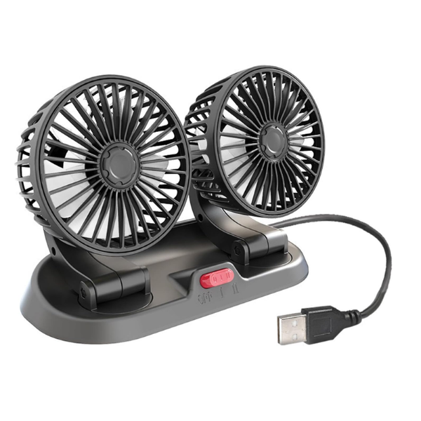 Dual Head Fans for Car,Portable Vehicle Cooling Fan with 2 Speeds ...