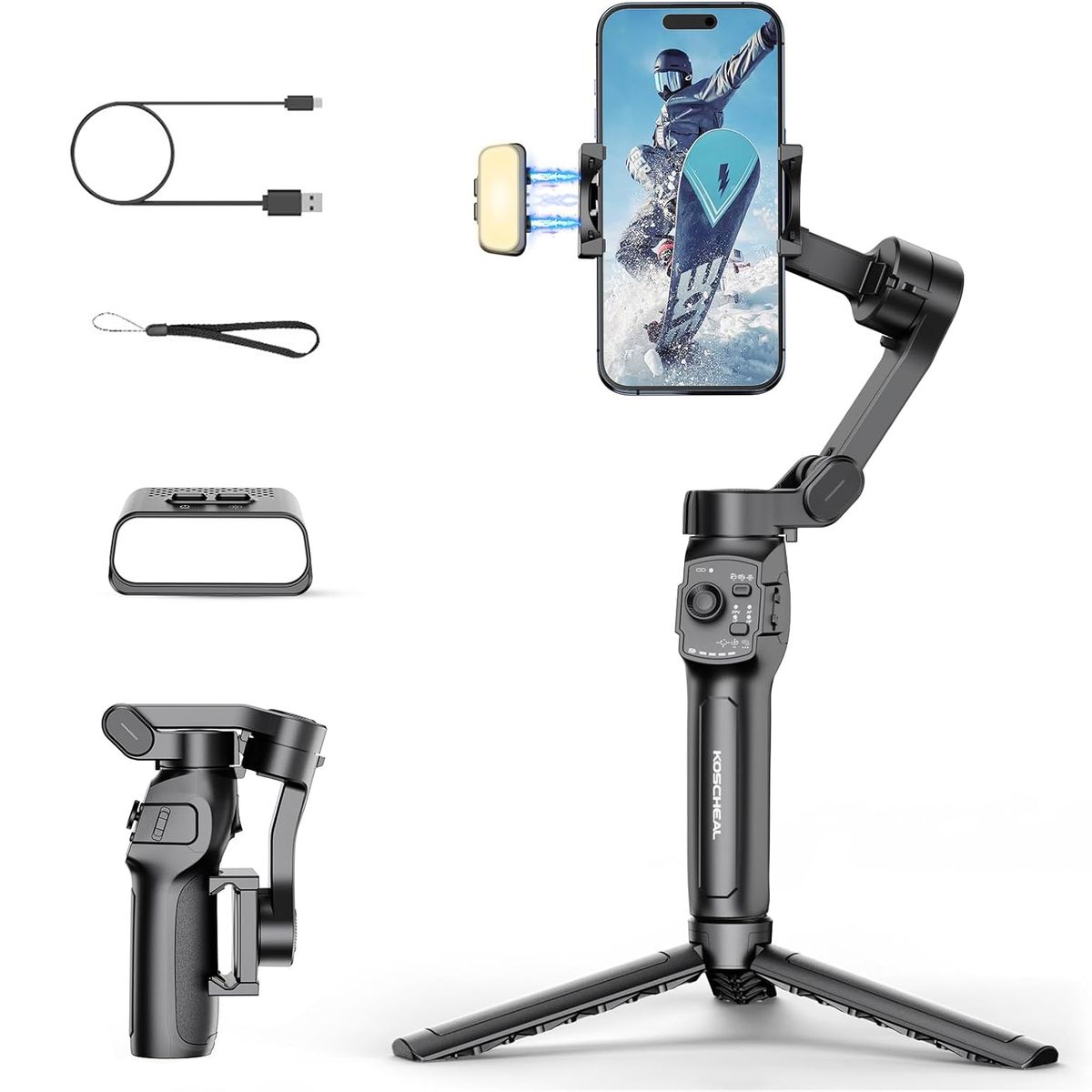 Gimbal Stabilizer, Handheld Phone Gimbal with Magnetic AI Active ...