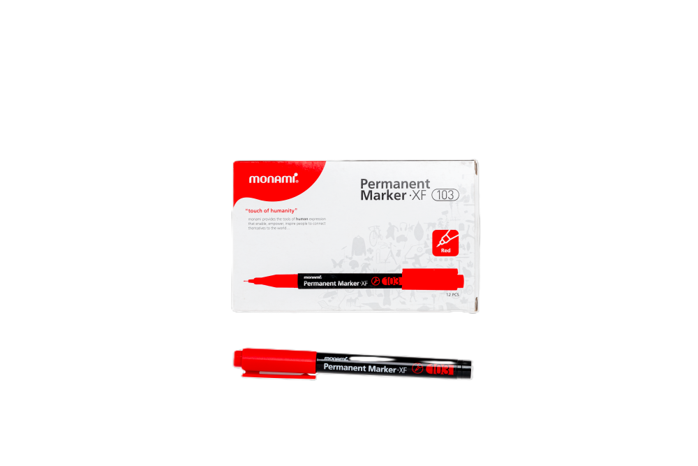 MONAMI SigmaFlo Permanent Markers XF 103 Extra Fine Box 12's in Red ...