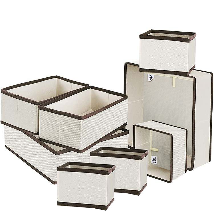 LMA 8 Piece Multipurpose Collapsible Cloth Storage Organizers Beige 