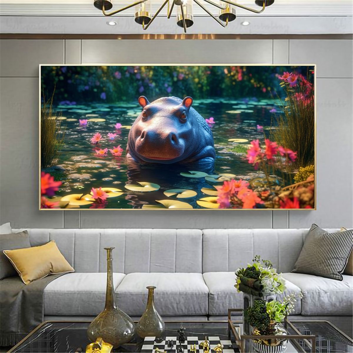 Canvas Wall Artwork - Hippo Haven - 0623 | Shop Today. Get it Tomorrow ...