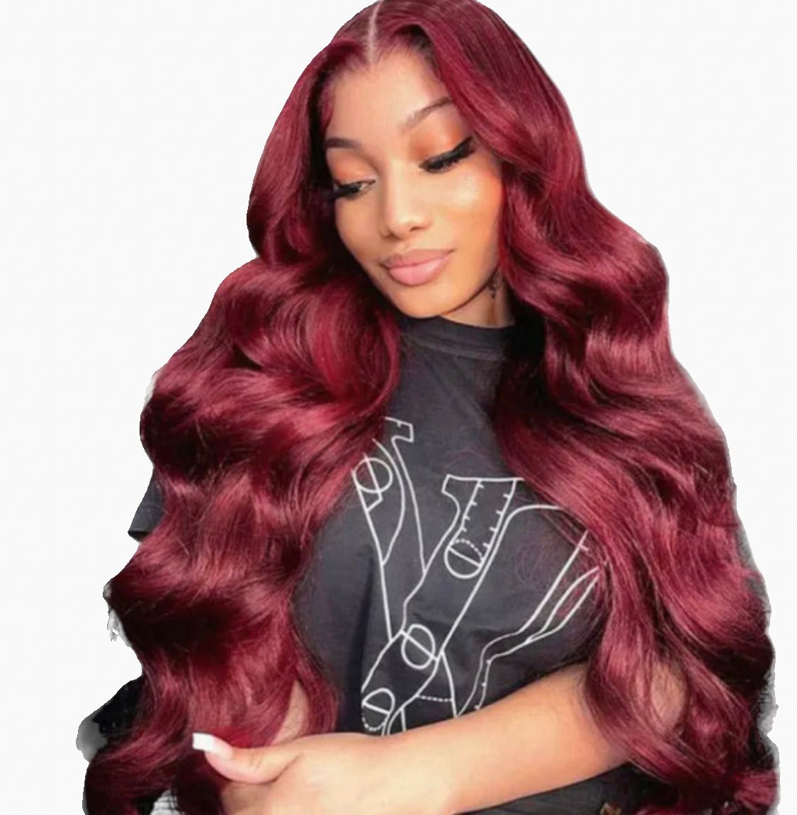 22inch Full Frontal Bodywave 99j (Maroon) Brazilian Hair | Shop Today ...