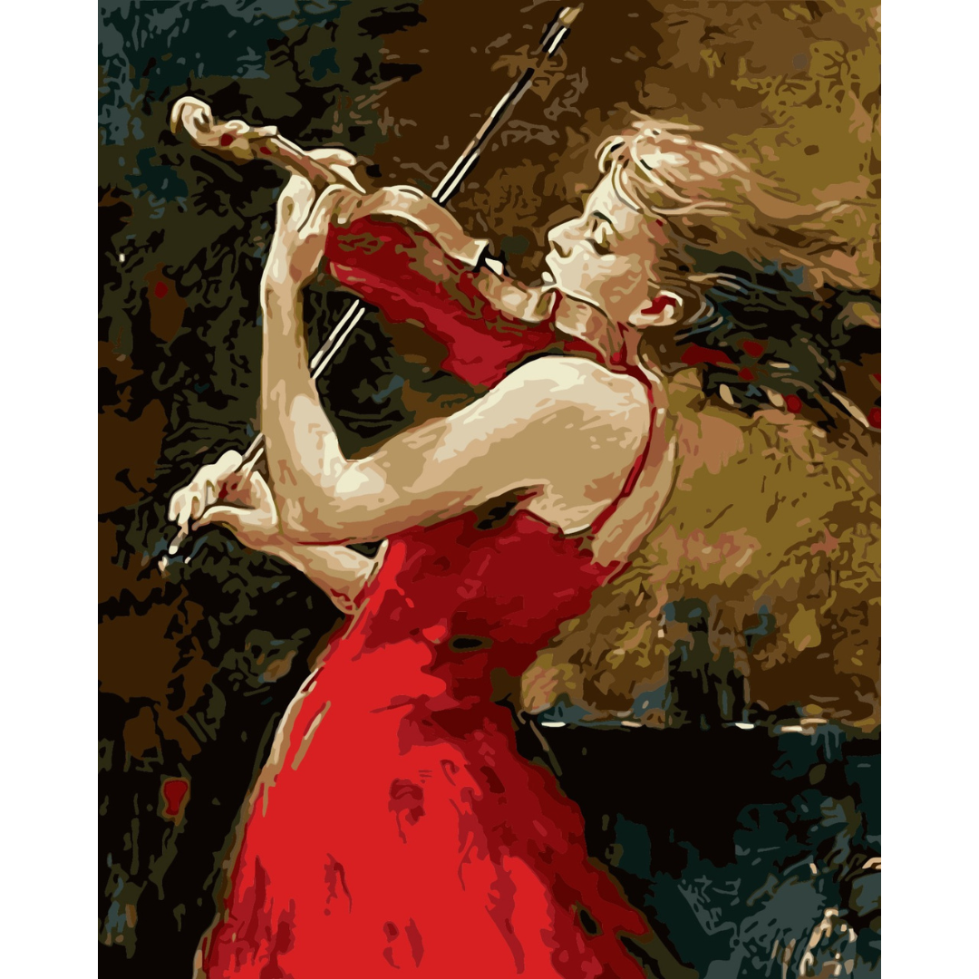 Paint By numbers for Adult - Red Violin Lady 40 x 50 framed canvas ...