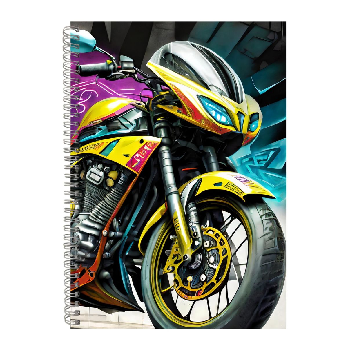 Racing A4 Notebook for Work Trendy Colorful Bikes Graphic Design ...