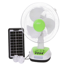 12-inch Rechargeable AC/DC Fan With 2 LED Lights and Mobile Charger ...