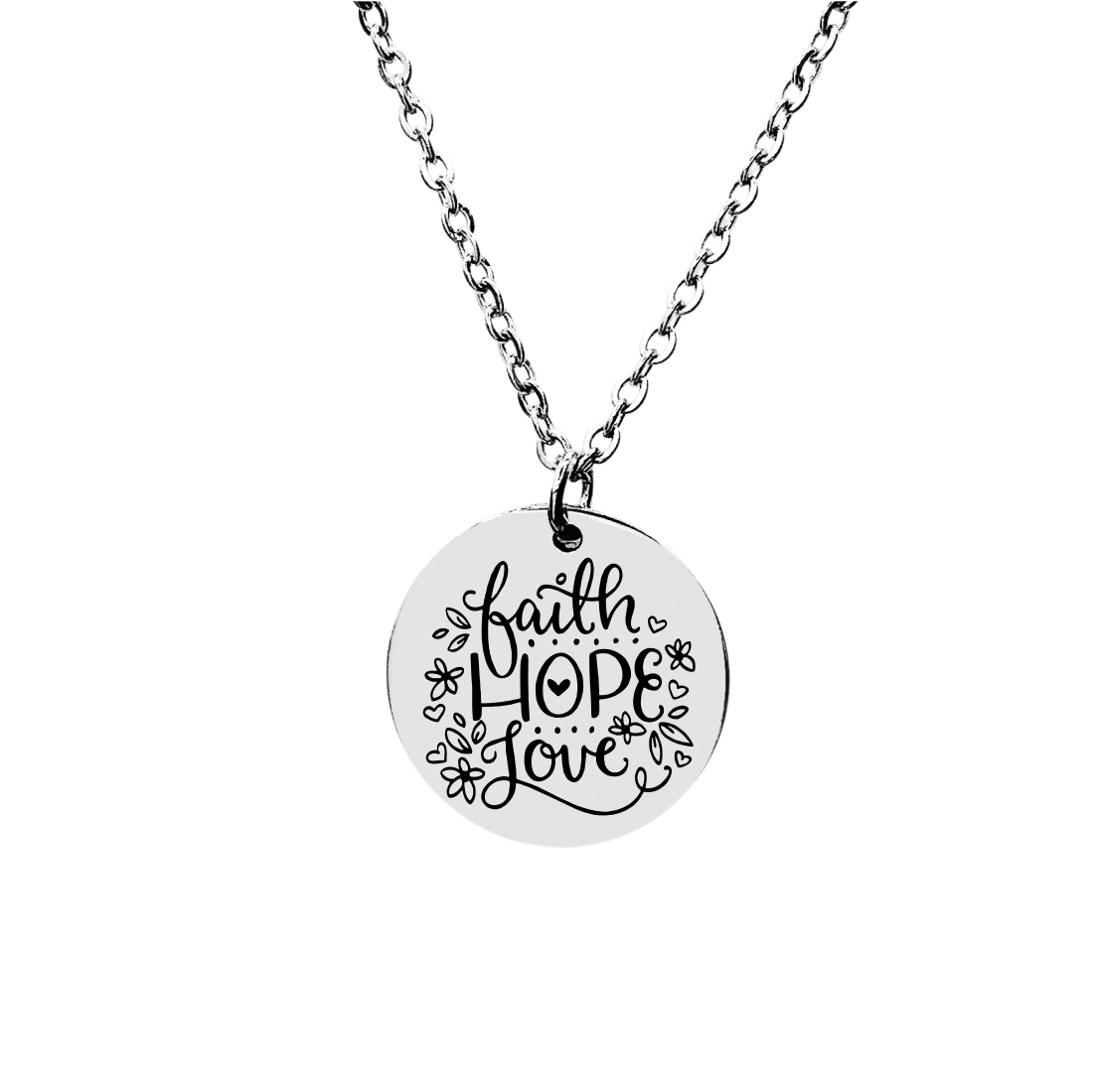 Stainless Steel Faith Hope Love Wording Necklace Buy Online In South