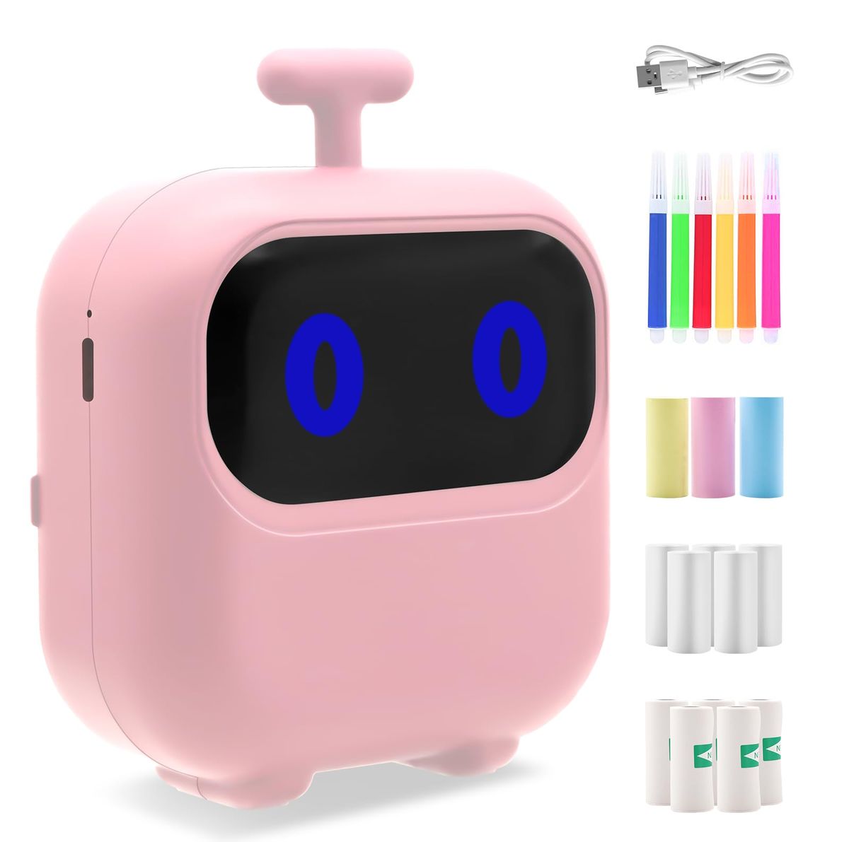 Mini Bluetooth Thermal Printer with 13 Roll Paper and 5 Colored Pens ...