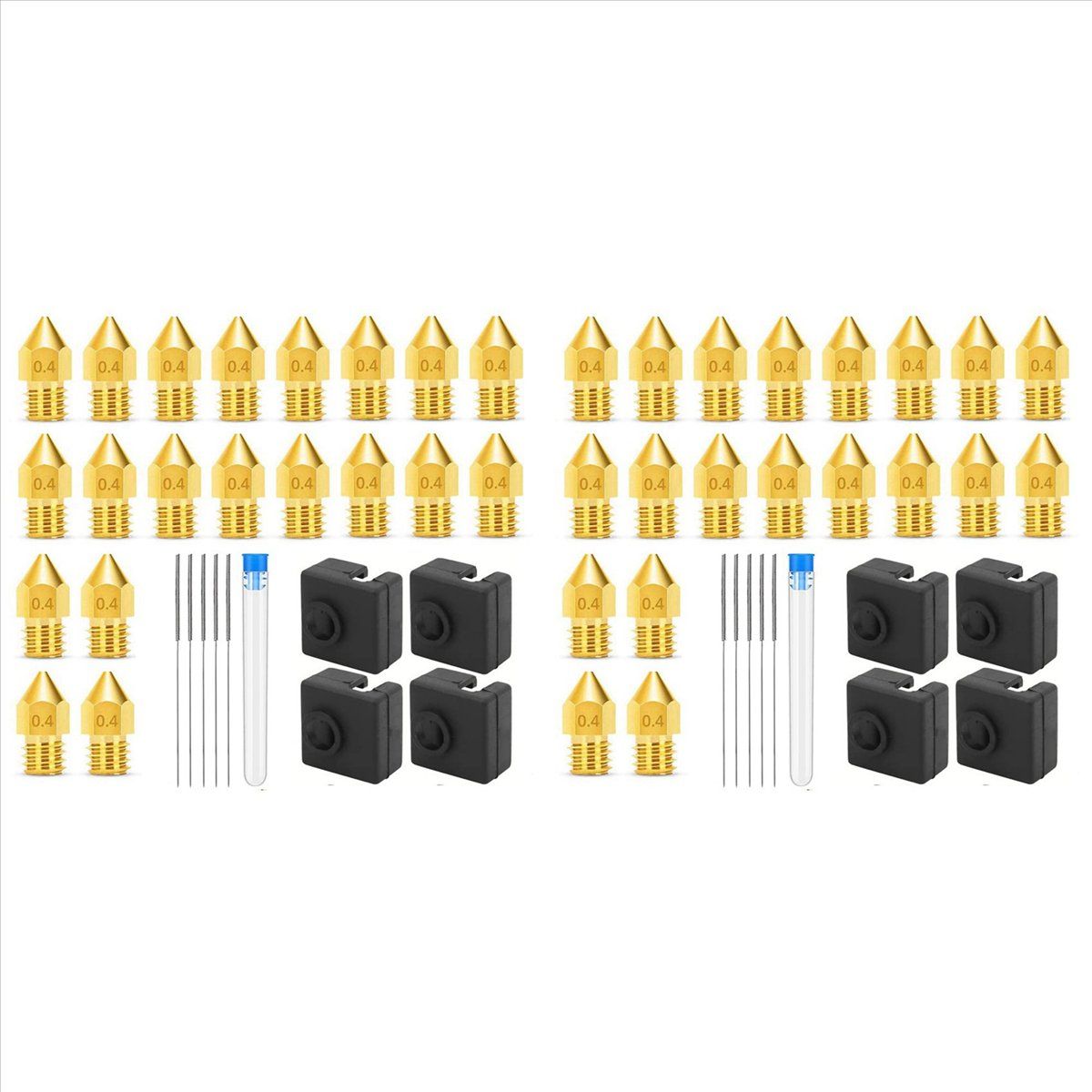 3D Printer 0 4Mm Mk8 3 Nozzles 20 Pcs With 4Pcs Heater Block Covers ...