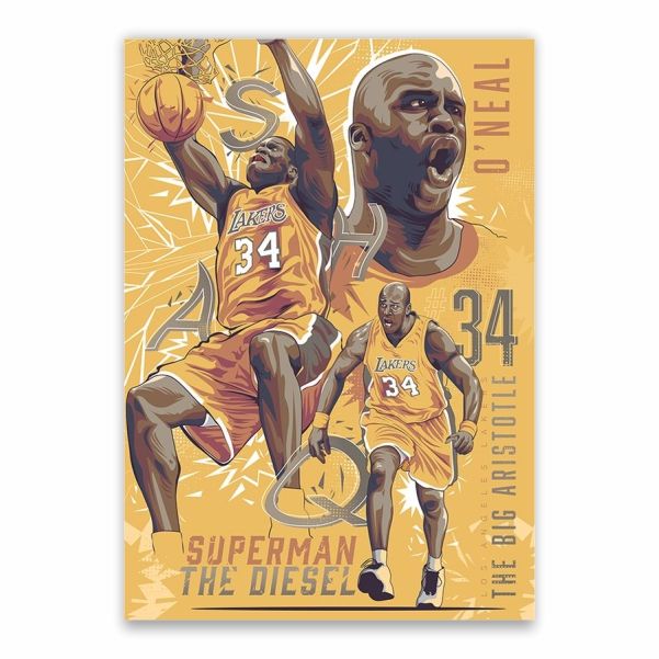 Shaquille O'Neal Cartoon Poster - A1 | Shop Today. Get it Tomorrow ...