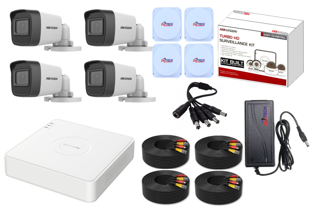 Hikvision 4CH CCTV Kit with 2MP Cameras, 20m Cables & Junction Boxes ...