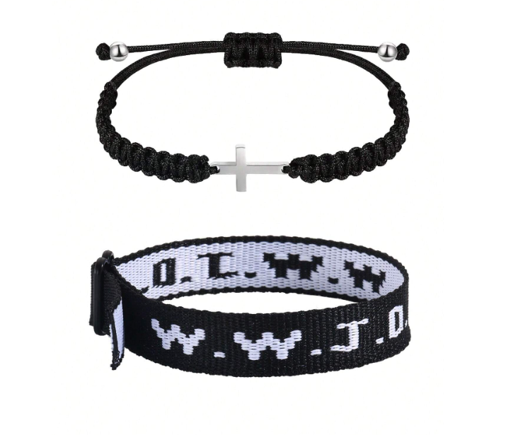 WWJD 'What Would Jesus Do' Christian Cross Wrist Band Bracelet Set ...