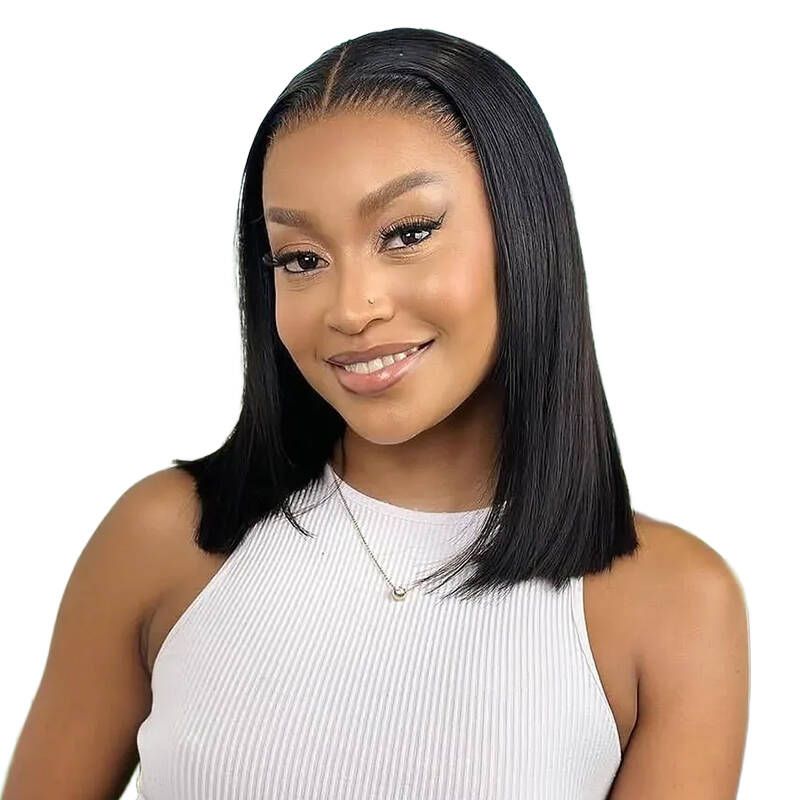 14In Peruvian Hair Full Frontal Short Bob Wigs 13x4 Lace Front ...